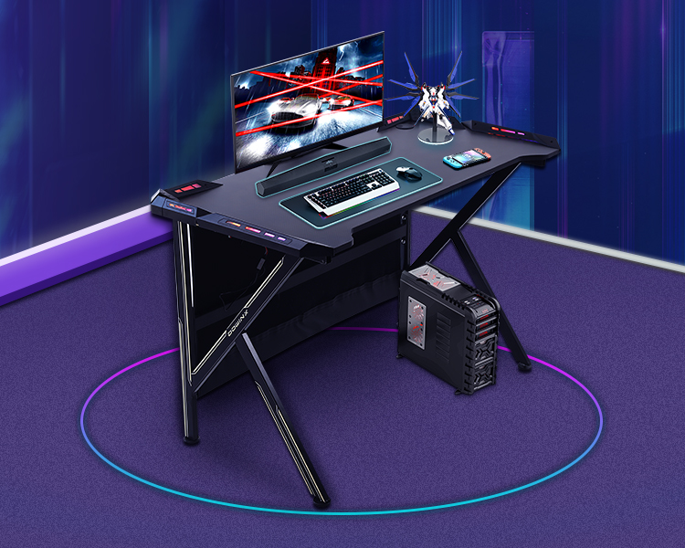 Latest design RGB LED gaming table PC computer gaming desk gaming table ...